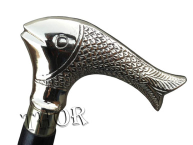 Victorian Fish Head Handle Walking Stick 3 Foldable Wooden Walking ...