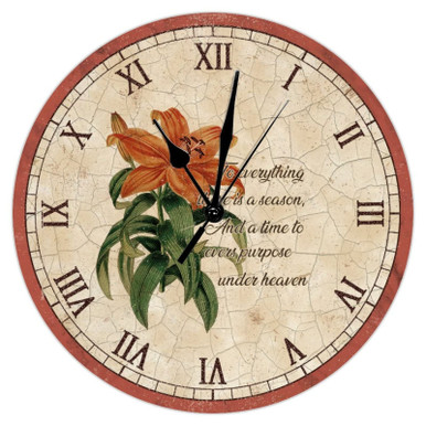Classic Vintage Lily Floral Wooden Wall Clock Bible Verse Wall Clock ...