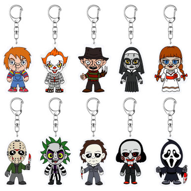 10 Packs Horror Classic Movie Characters Keychains Halloween Horror ...