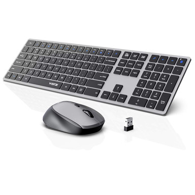 Wireless Keyboard and Mouse Combo, WisFox 2.4G Full-Size Slim Thin ...