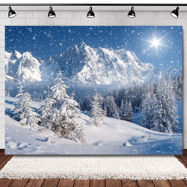WOLADA 10x8FT Snow Scene Backdrop Winter Snow Mountain Backdrop ...
