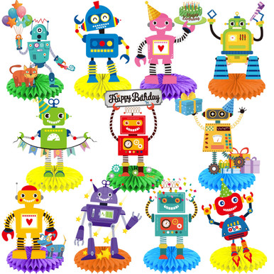 11Pcs Robot Honeycomb Centerpieces Robot Birthday Decorations Robot ...
