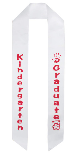 GraduationMall White Satin Kindergarten Graduation Sash with Printed ...