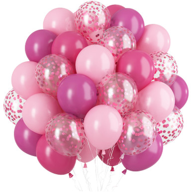 Pink Balloons Hot Pink Balloons 60 Packs 12 Inches with Pink Confetti ...