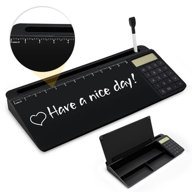 Desktop Glass Whiteboard with Calculator(12 Digit LCD Display) & Ruler ...