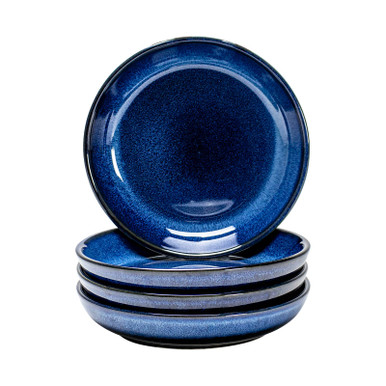 UNICASA Ceramic Pasta Plates Set, 8 Inches Fluted Salad Plates Set of 4 ...
