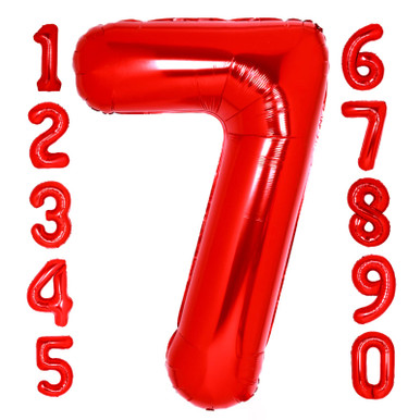 40 Inch Large Red Number 7 Balloons 7th Birthday Decors for Boys Girls ...