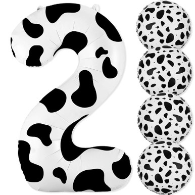 Cow Print Number 2 Balloons, 40 Inch Large Number 2 Balloon 18 Inch Cow ...