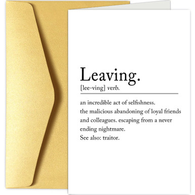 Funny Leaving Card for Work Friend, Leaving Definition Card, Goodbye ...