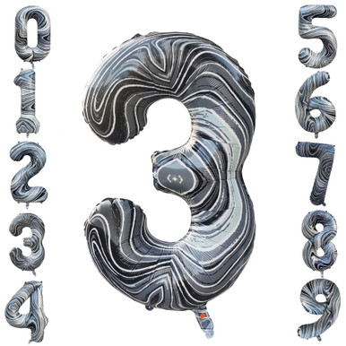 Number 3 Balloons 40 Inches Large Black and White Striped Three Balloon ...