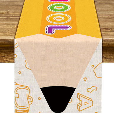 Back to School Table Runner Pencil First Day of School Kids Students ...