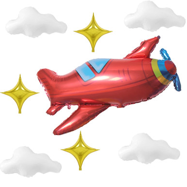 BIEUFBJI Large Red Airplane Helicopter Plane Foil Balloon Aviator ...