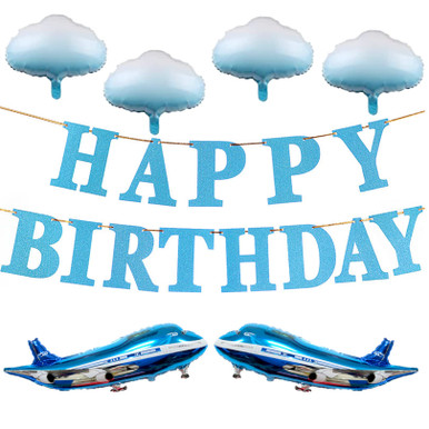JANSONG 31inch Large Airplane Foil Balloons Cloud Balloons Happy ...