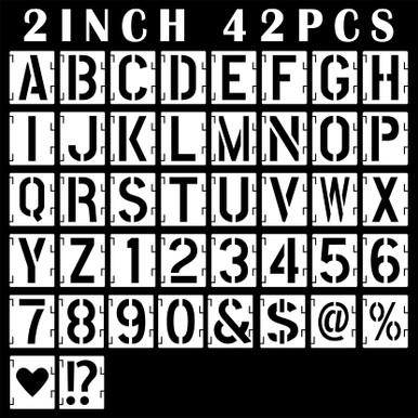 Mossdecal 2 Inch Letter Stencils Symbol Numbers Craft Stencils, 42 Pcs ...