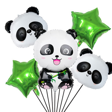 Finypa 5Pcs Panda Balloons Set Large Panda Mylar Balloons Green Star ...