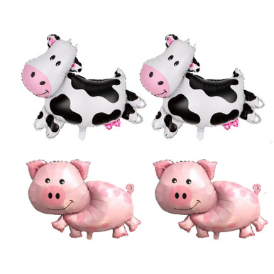 4Pcs Farm Animal Balloons Large Cow Shape Balloons Pig Shape Balloons ...