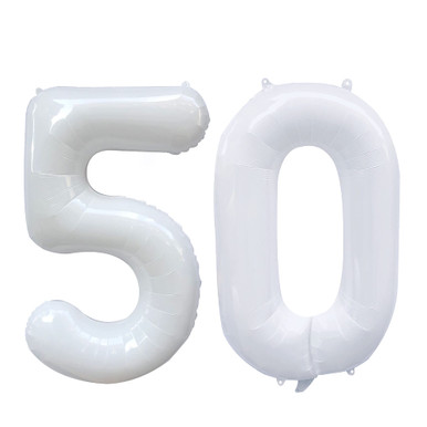 50 Balloon Number Helium Large Birthday Balloons 40 Inch White Ballons ...