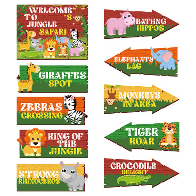 20 Pieces Safari Jungle Party Signs Welcome Door Sign Zoo Directional ...