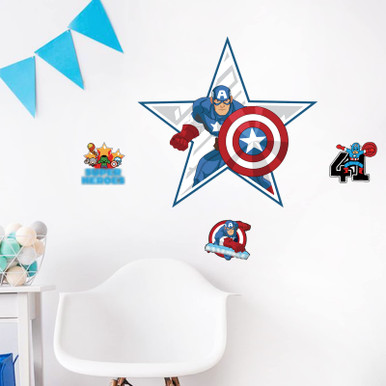 Superhero Wall Decals Peel and Stick Kids Captain Wall Stickers ...