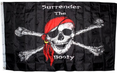 Moon Knives 3x5 Jolly Roger Pirate Surrender the Booty Flag 3x5 Flag ...