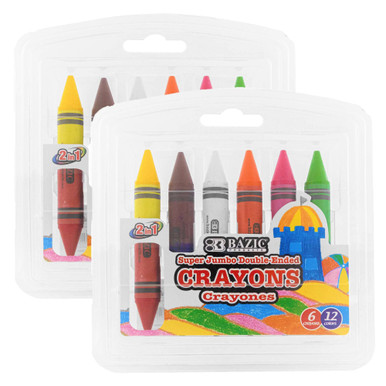 BAZIC Dual Sided Super Jumbo Crayons Premium 12 Colors, Non Toxic ...