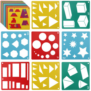 20pcs Drawing Stencils for Kids, Geometric Shapes Stencils 5 Colors ...