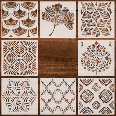 12 x 12 Inch Large Geometric Stencils Ginkgo Leaf Mandala Stencil Laser ...