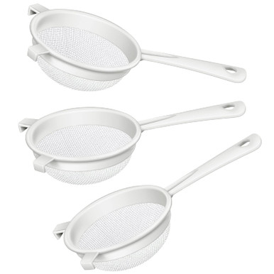 3 Pcs Plastic Nylon Mesh Strainer Colander with Handle Double Ear Fine ...