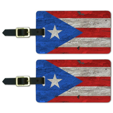 Rustic Distressed Puerto Rico Flag Luggage ID Tags Cards Set of 2 ...