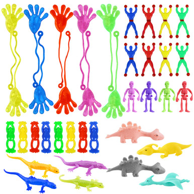 42-Piece Stretchy Sticky Toy Set: Large Hands, Slingshot Animals ...