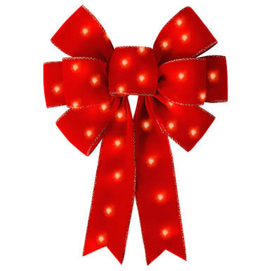 LED Red Bows Christmas Decorations Big Wired Velvet Bow with LED Lights ...
