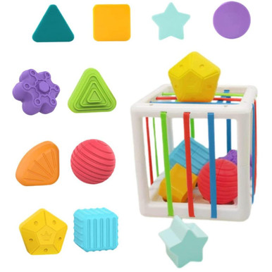 LokweeTal Sensory Container for Baby Toys, Color Elastic Rope Cube and ...