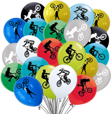 30 Pieces 12-inch Bicycle Latex Balloons - BMX Bike Game Decorations ...