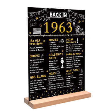 DARUNAXY Black Gold 60th Birthday Gift for Men, Back in 1963 Poster ...