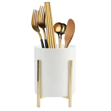 SAMAZAMA Ceramic Flatware Caddy, Silverware Caddy Cutlery Holder, Round ...