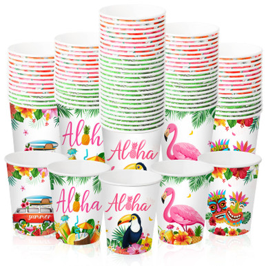 Roshtia 100 Pieces Summer Party Paper Cups Bulk 9 Oz Hawaiian ...