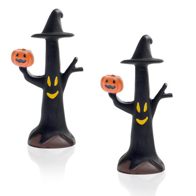 2 Pcs Halloween Miniature Pumpkin Tree Figurines Mini Resin Tree Model ...