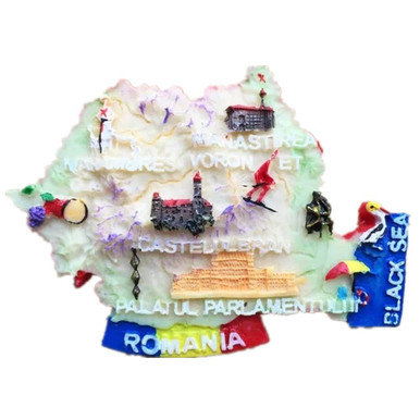 Fridge Magnet Map Romania 3D Resin Handmade Craft Tourist Travel City ...