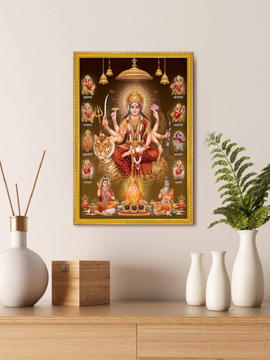 999Store Nav Durga Mata Rani Photo Painting With Photo Frame For Mandir ...