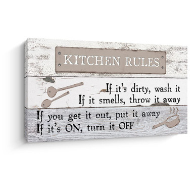 Pinetree Art Kitchen Decor Funny Kitchen Rules Quote Canvas Wall Decor ...