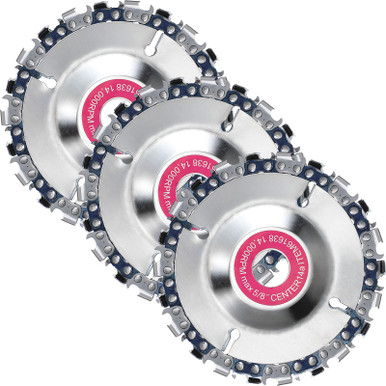 3 Pieces 5/8 Inch Wood Carving Chain Disc 4 Inch 22 Teeth Saw Blade ...