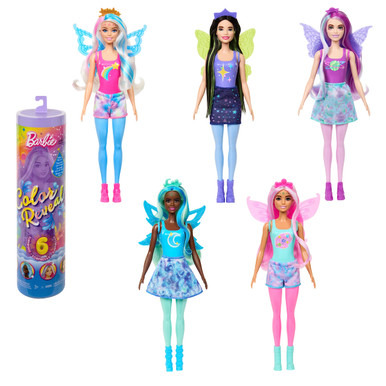 Barbie Color Reveal Doll with 6 Unboxing Surprises, Rainbow Galaxy ...