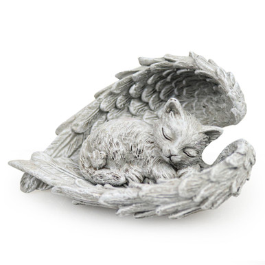 YYPLIAN Sleeping Angel Cat Statue, Pure Garden Sculpture Pet Memorial ...