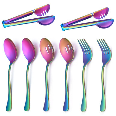 LIANYU 3 Large Rainbow Serving Spoons, 3 Rainbow Slotted Serving Spoons ...