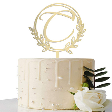Vinisong Personalized Initial Letter C Golden Cake Topper Wooden Cake ...