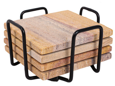 Marbco Sandstone Water Absorbent Hand Crafted Square Coasters for ...