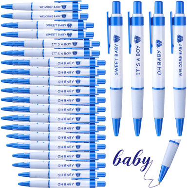 60 Pcs Blue Baby Shower Pens Retractable Ballpoint Pens Baby Shower ...