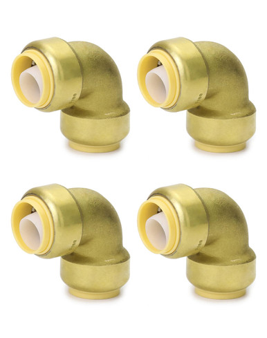 QWORK Brass Push Fit Elbow, 4 Pack 90 Degree Push-to-Connect Plumbing ...