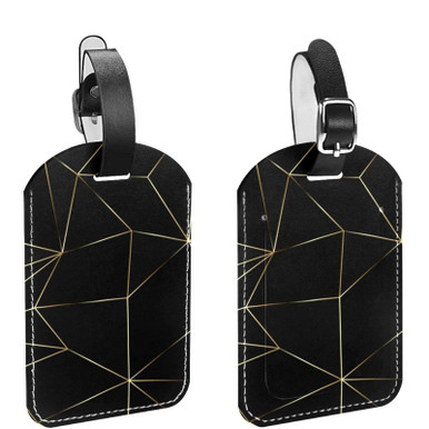 2Pcs Luggage Tags Golden Triangle Geometric Line Pattern in Black ...