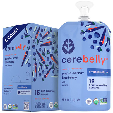 Cerebelly Purple Carrot Blueberry Smoothie (Pack of 6) - Healthy Kids Snacks - Baby Food Pouch ...